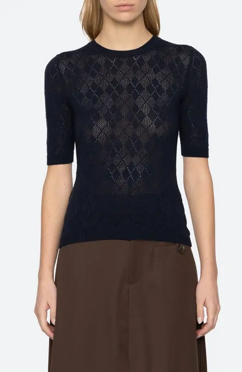 Sea Jane Argyle Short Sleeve Crewneck Sweater