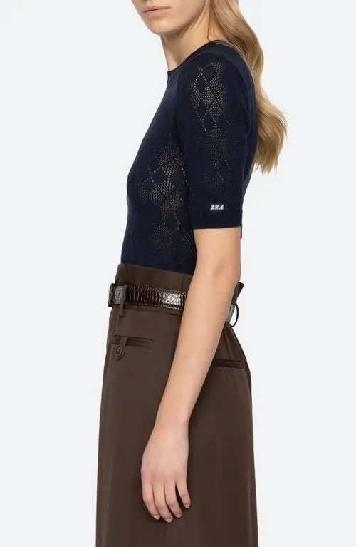 Sea Jane Argyle Short Sleeve Crewneck Sweater