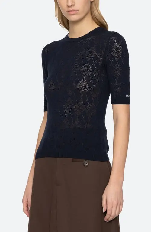 Sea Jane Argyle Short Sleeve Crewneck Sweater