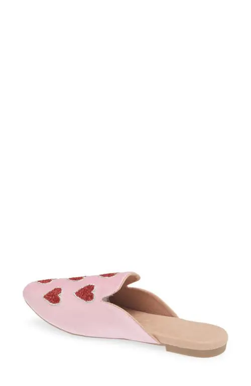 FUCHSIA Heart Velvet Flat Mule