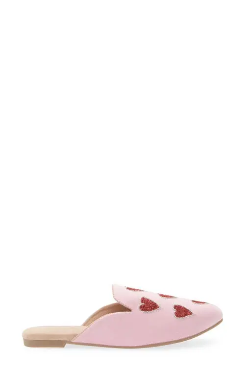 FUCHSIA Heart Velvet Flat Mule