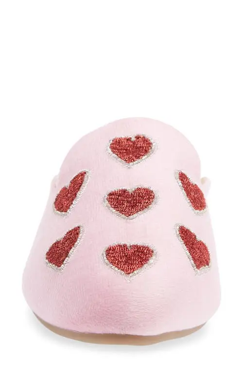 FUCHSIA Heart Velvet Flat Mule