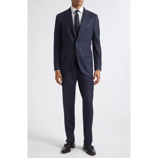 Boglioli Micro Herringbone Wool And Silk Suit