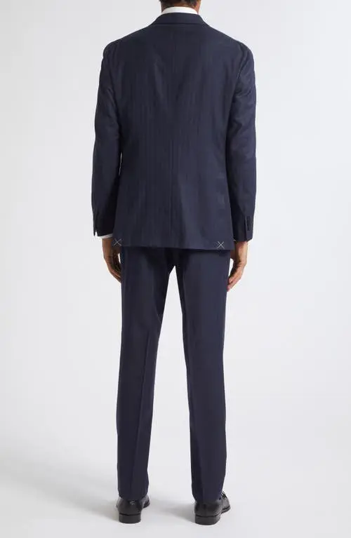 Boglioli Micro Herringbone Wool And Silk Suit