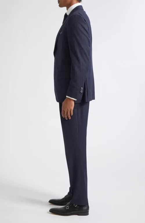 Boglioli Micro Herringbone Wool And Silk Suit
