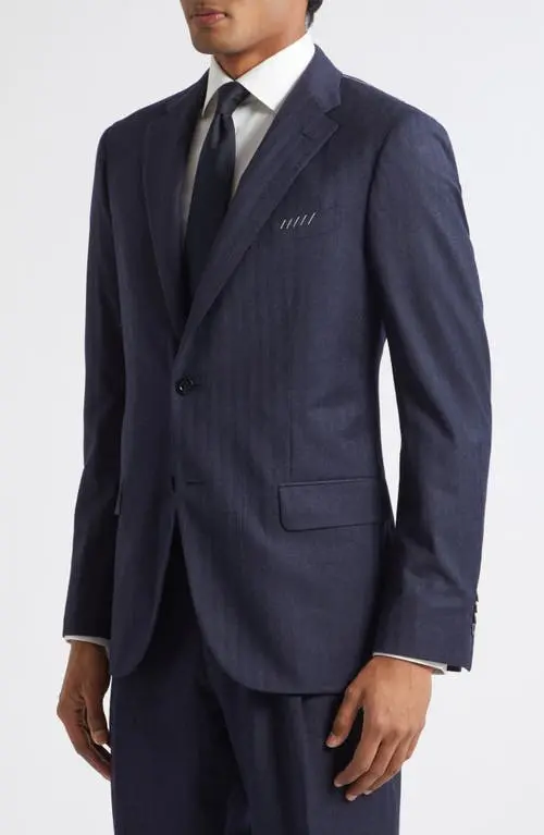 Boglioli Micro Herringbone Wool And Silk Suit