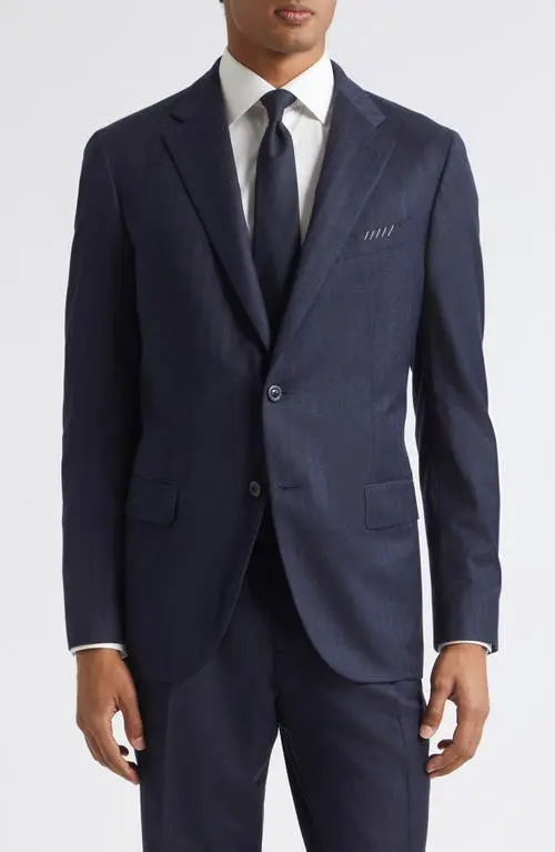 Boglioli Micro Herringbone Wool And Silk Suit