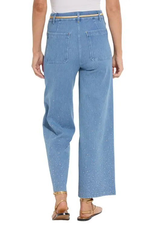 Lyssé Erin Crystal Embellished Wide Leg Jeans