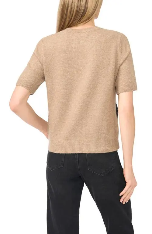 CECE DUPRAZ Lace Stripe Short Sleeve Sweater