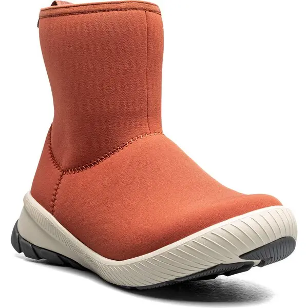 Bogs Mid Calf Bootie With Faux Fur Lining And High-traction Sole - Paprika