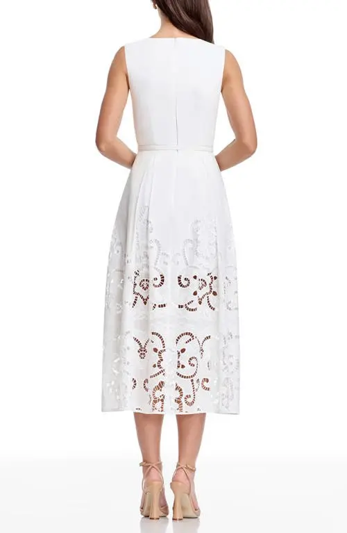 Dress The Population Colton Cutwork Detail Cotton Cocktail Midi Dress