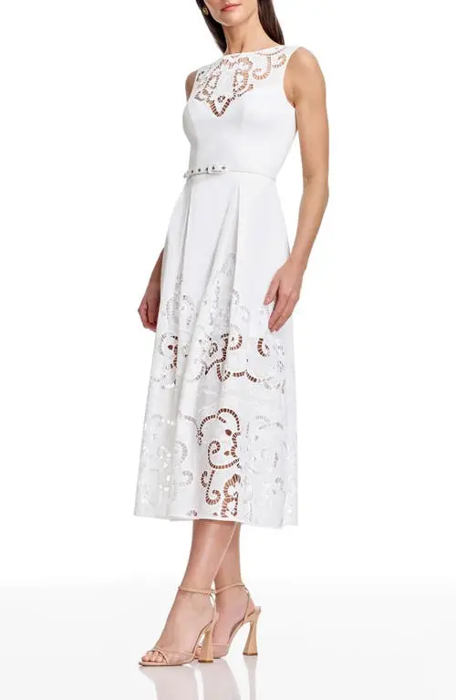 Dress The Population Colton Cutwork Detail Cotton Cocktail Midi Dress
