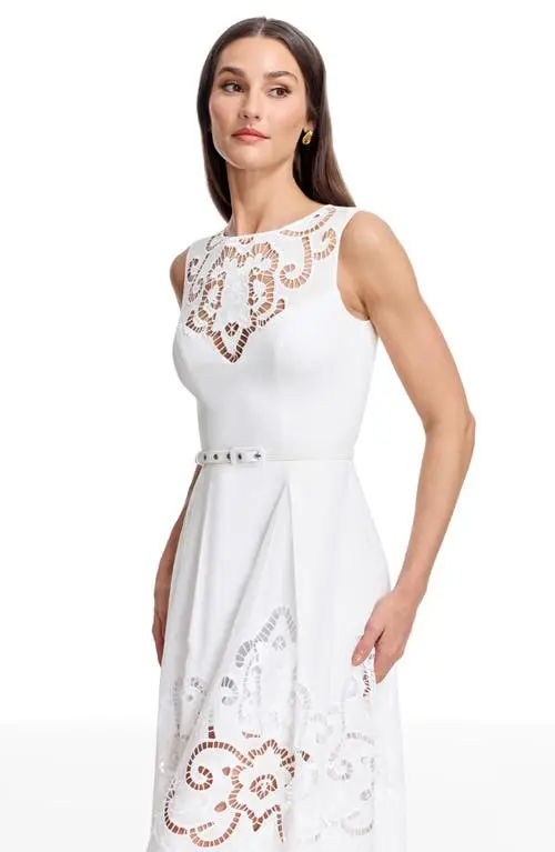 Dress The Population Colton Cutwork Detail Cotton Cocktail Midi Dress