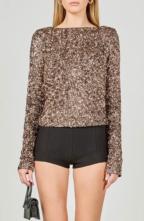 Endless Rose Sequined Long Sleeve Fitted Top