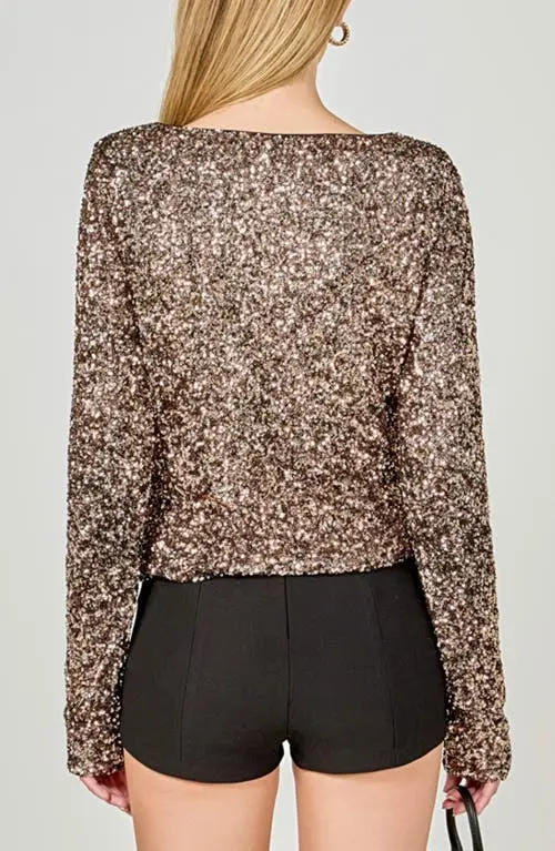 Endless Rose Sequined Long Sleeve Fitted Top