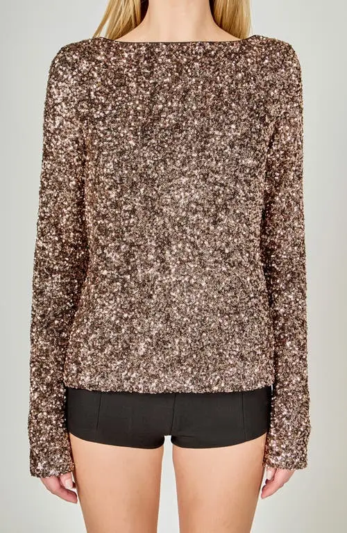 Endless Rose Sequined Long Sleeve Fitted Top