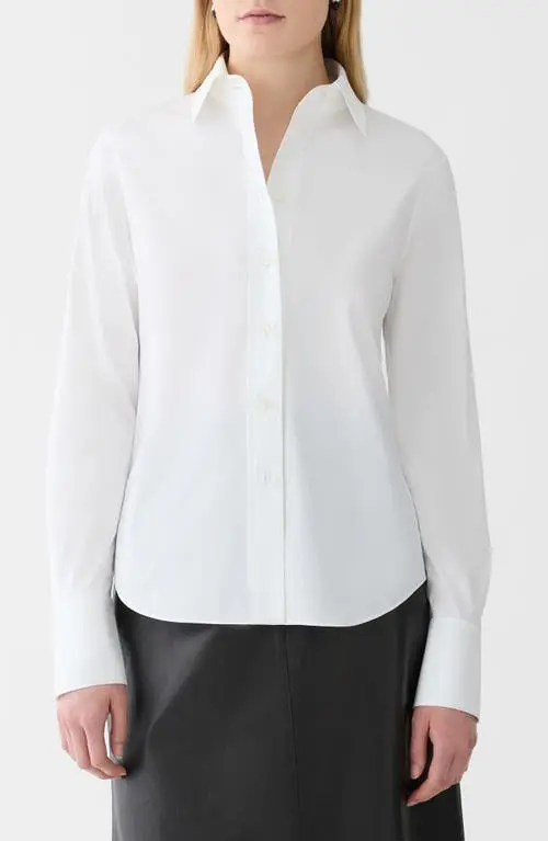 Lafayette 148 New York Fitted Shirt With French Cuffs - White