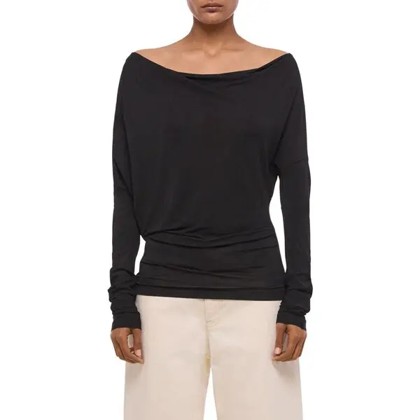 Helmut Lang Long Sleeve Cowl Back Top - Black