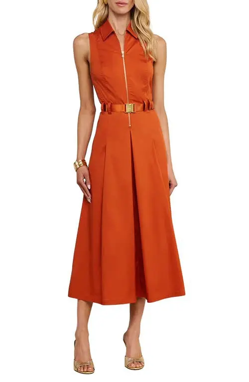 L'Agence Kolton Sleeveless Zip Front Midi Dress