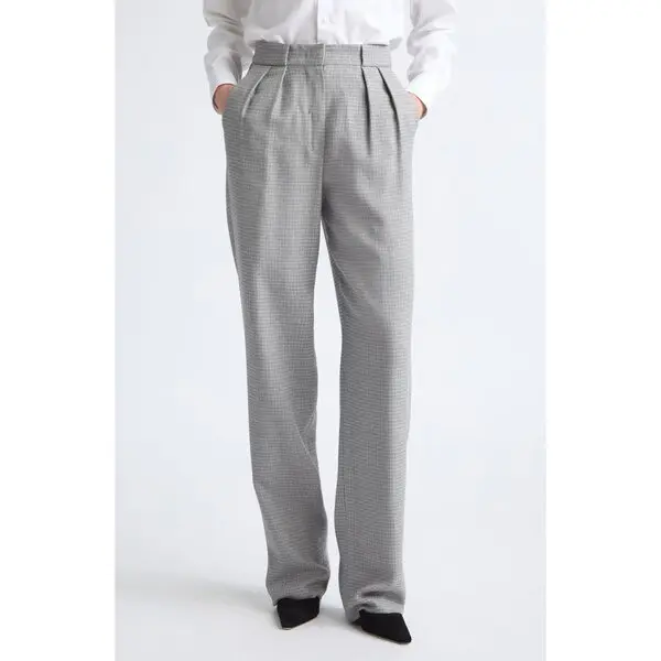 Emporio Armani Pleated Virgin Wool Blend Trousers - Charcoal