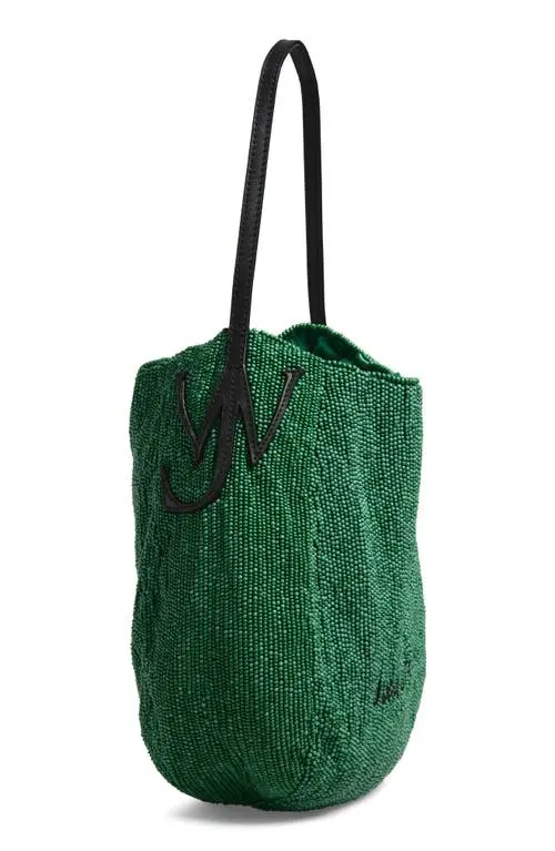 JW Anderson Small Bulb Beaded Leather Hobo Bag