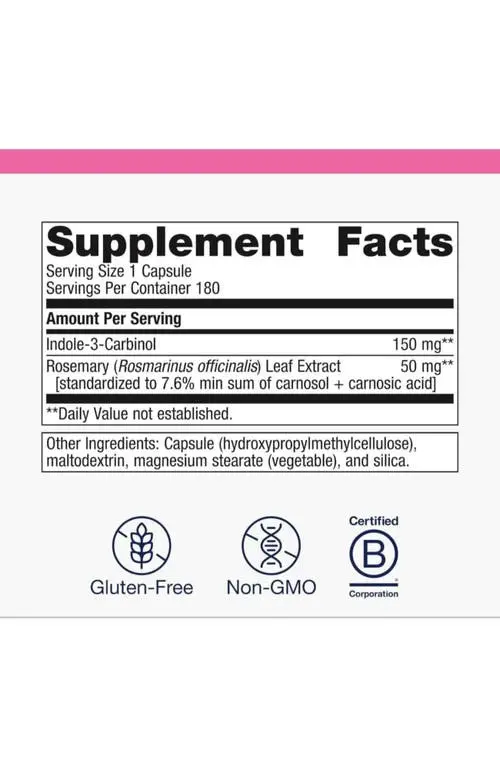 METAGENICS Indole-3-carbinol Estrogen Balance Support Supplement 180 Capsules