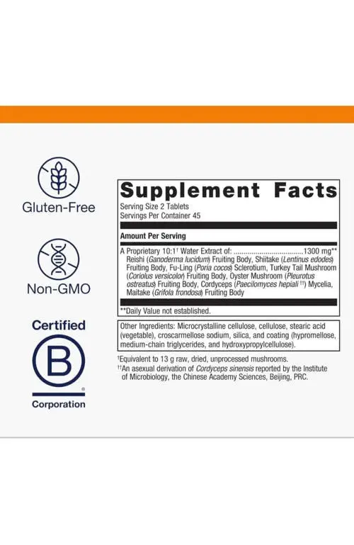 METAGENICS Mycotaki Immune Support Mushroom Supplement Tablets 90 Tablets