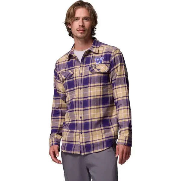 Columbia Washington Huskies Flare Gun Omni-wick Flannel Long Sleeve Button-up Shirt - Purple