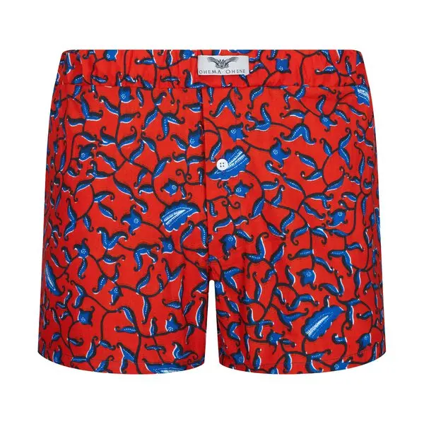 OHEMA OHENE African Print Boxer Shorts Floral - Red