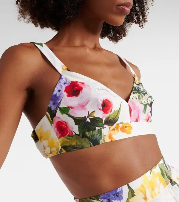 Dolce & Gabbana Floral Cotton Poplin Bra Top