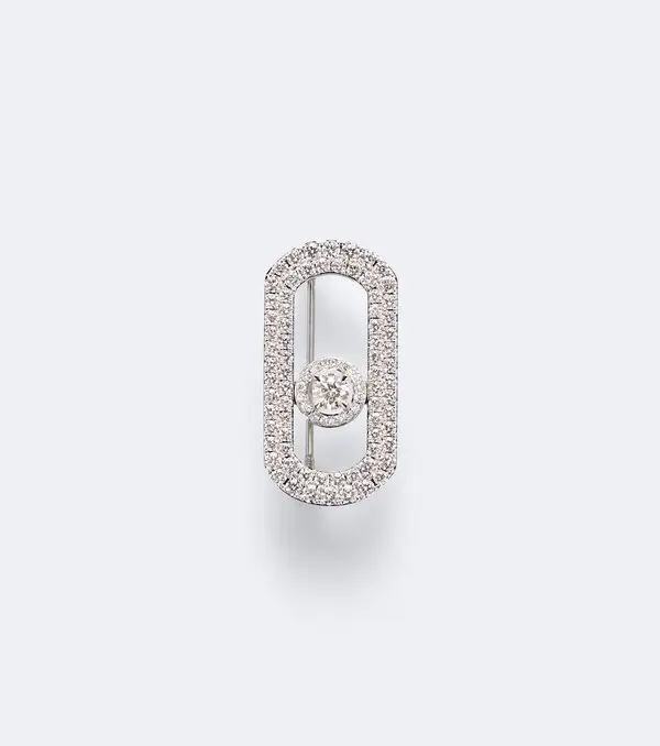 Messika So Move 18kt White Gold Brooch With Diamonds - Silver