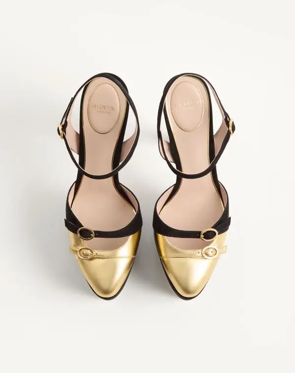 Valentino Garavani Crasher Suede Platform Pumps - Black/gold