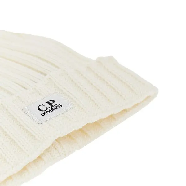 C.P. COMPANY Knitted Beanie Hat With Logo Patch