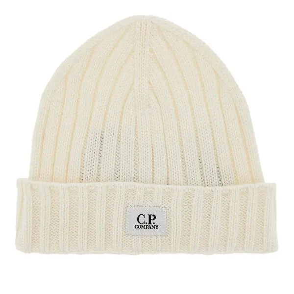 C.P. COMPANY Knitted Beanie Hat - White
