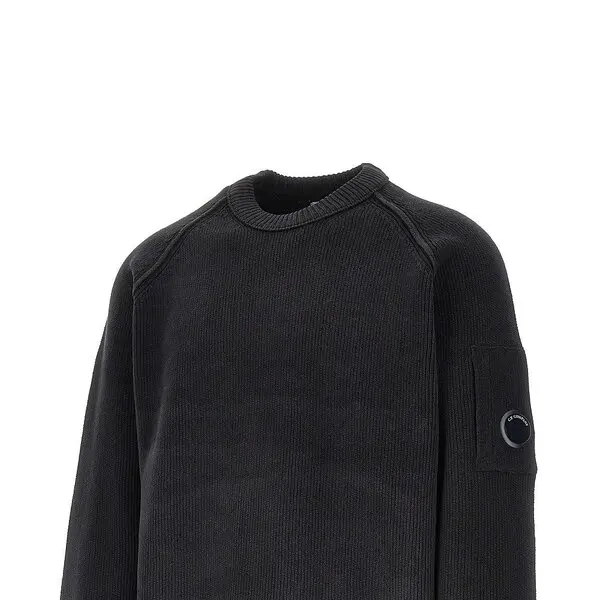 C.P. COMPANY Cotton Chenille Crewneck Sweater - Black
