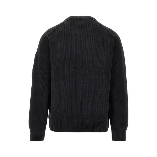 C.P. COMPANY Cotton Chenille Crewneck Sweater - Black