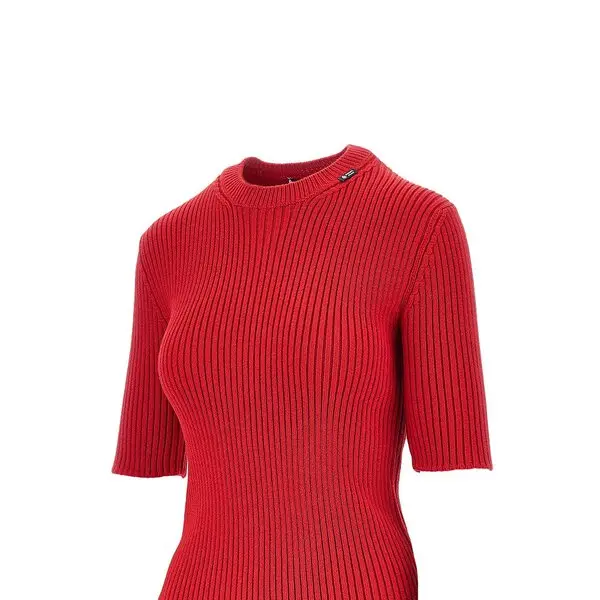Prada Ribbed Wool Short-sleeved Crewneck Sweater - Red
