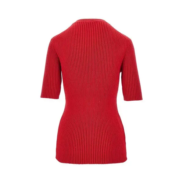 Prada Ribbed Wool Short-sleeved Crewneck Sweater - Red
