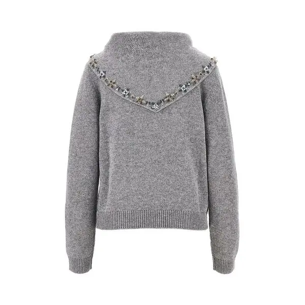 Prada Pullover In Cashmere With Embellished Scarf