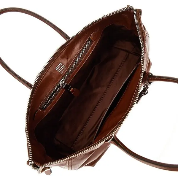 Miu Miu Glossy Leather Bag With Embossed Logo
