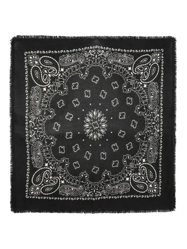 KUJTEN Scarf Cashmere "hachiko" Grand Bandana Imprime - Black