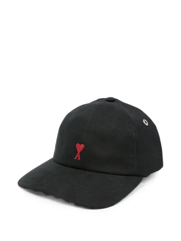 AMI Paris Embroidered Heart Baseball Cap - Black