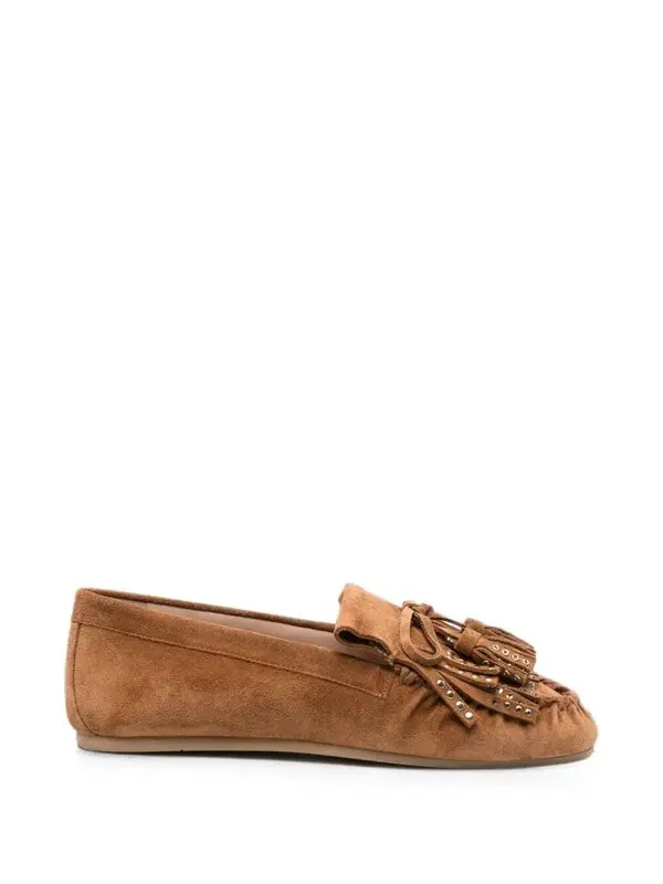 STUART WEITZMAN Suede Loafers With Tassel Detail