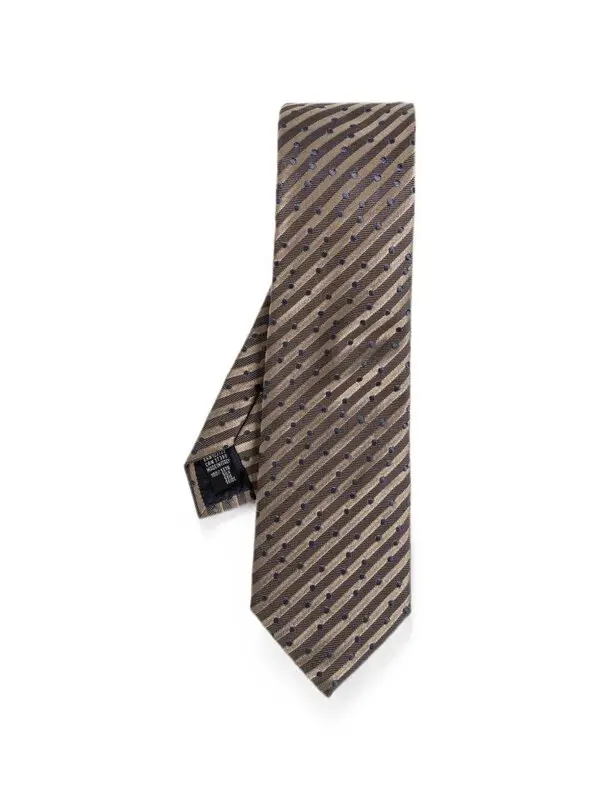 Giorgio Armani Silk Tie With Striped Pattern - Brown
