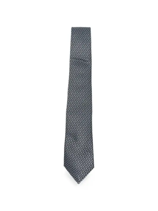 Giorgio Armani Silk Tie With Patterned Design - Gray