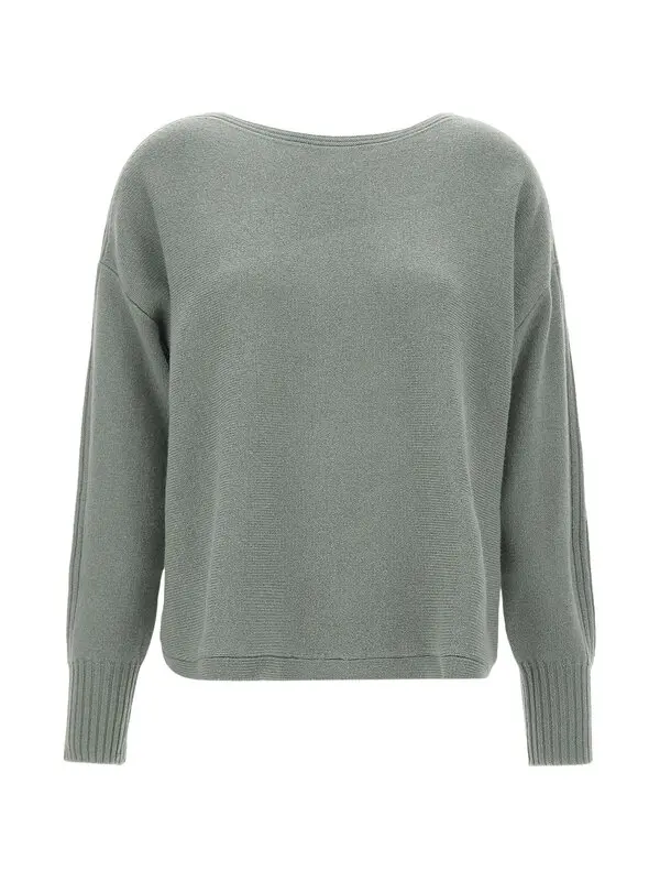 ELENA MIRO` Ribbed Boat Neck Sweater