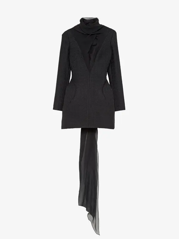 Alexander McQueen Light Tweed Evening Dress - Black