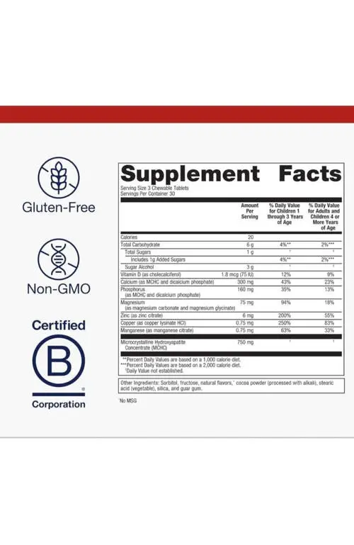 METAGENICS Bone Builder Chewable Supplement Calcium Vitamin D Magnesium 90 Chewable Tablets