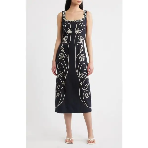 CLEOBELLA Ruxandra Embroidered Midi Dress