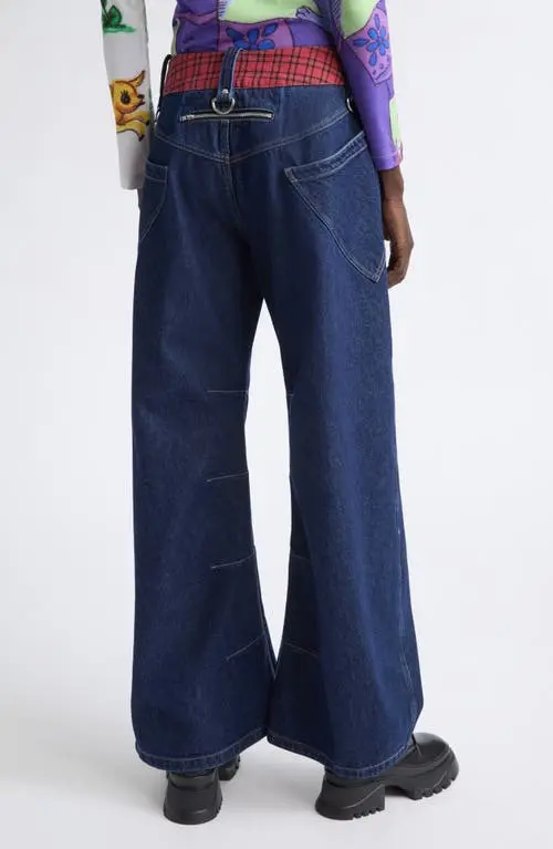 CHOPOVA LOWENA High Waist Plaid Wide Leg Jeans